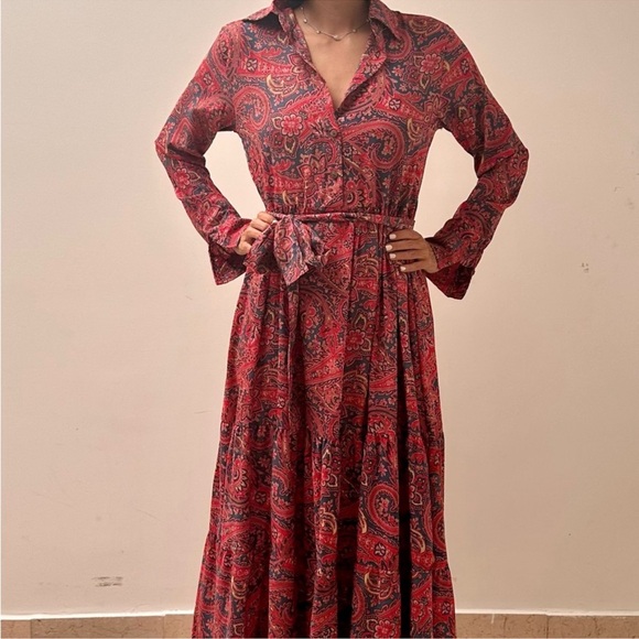 Chaudry | Dresses | Chaudry Raga Anthropologie Paisley Red Maxi Dress ...